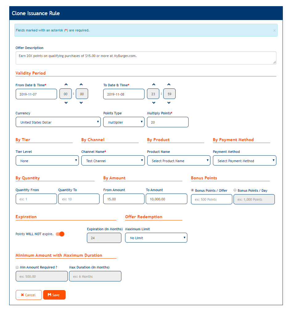 Issuance Rules Summary - VELA Admin Guide