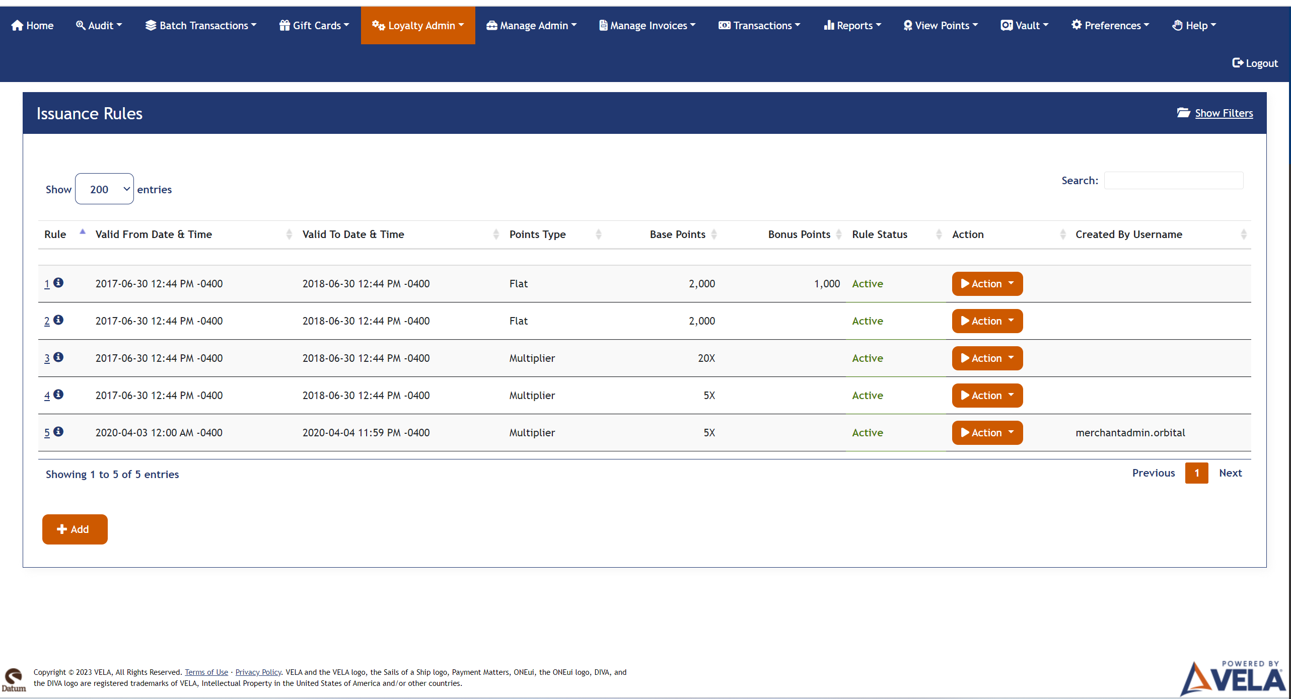 Issuance Rules Summary - VELA Admin Guide